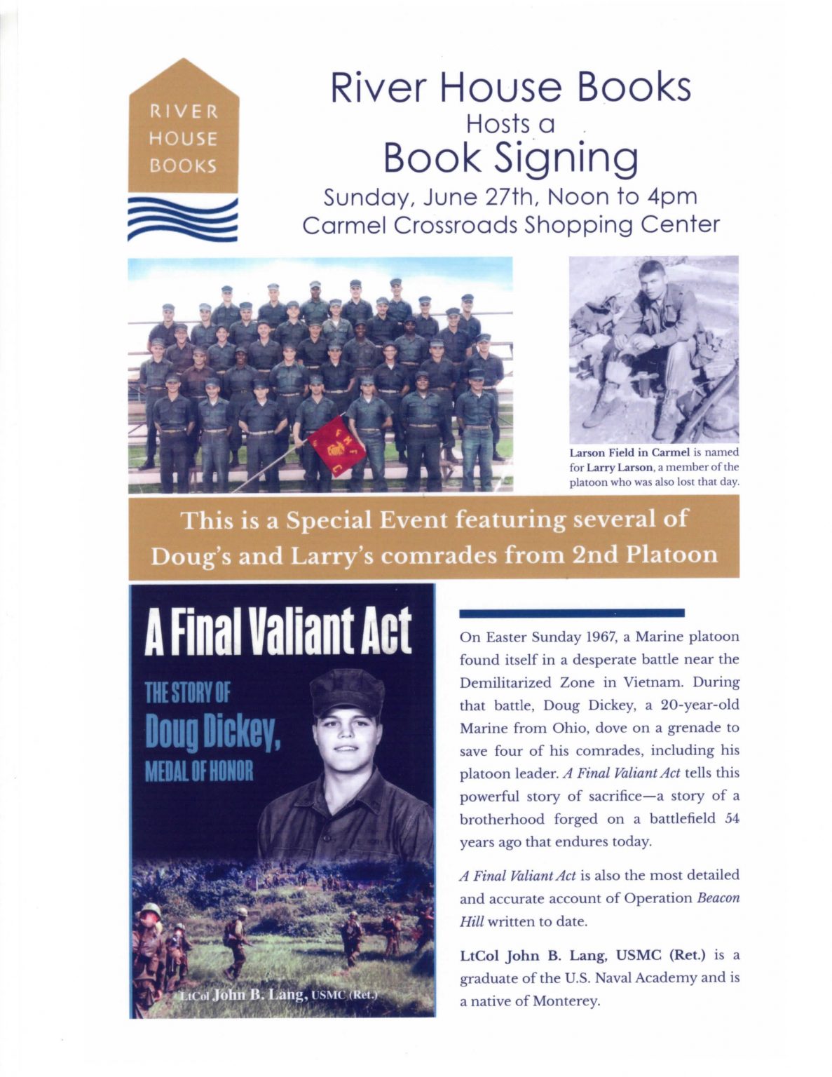 Lieutenant Colonel John B. Lang “A Final Valiant Act” Book Signing ...